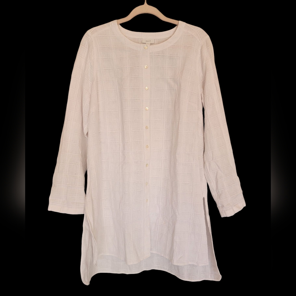 Pure Jill White Button-Down Tunic - Gem